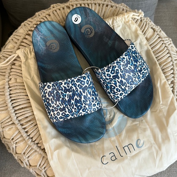 Johnny Was | Shoes | Johnny Was Calme Blue Tiger Slides | Poshmark